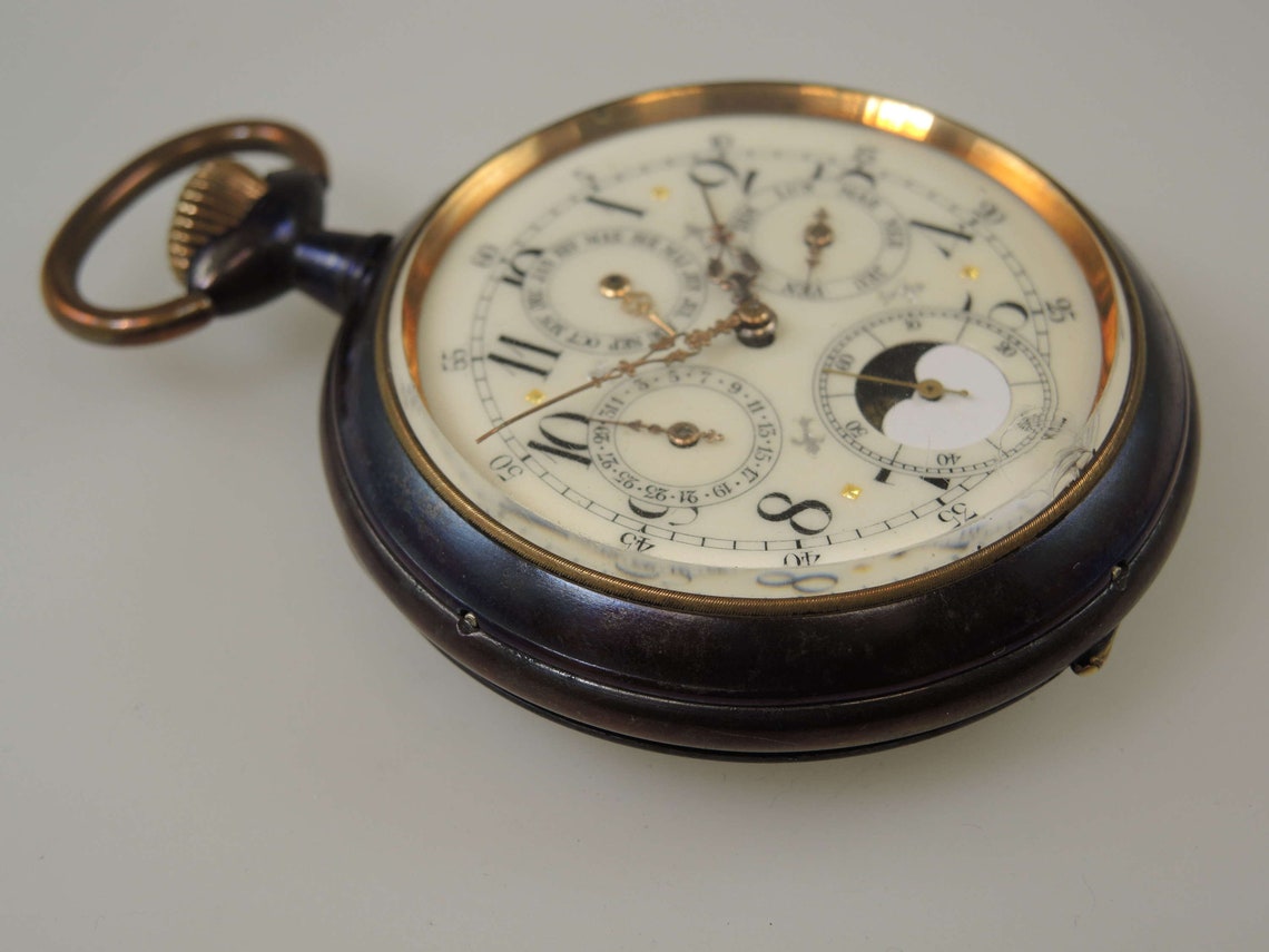 Giant Size Fancy Dial Moon Phase Calendar Pocket Watch C1890 - Etsy