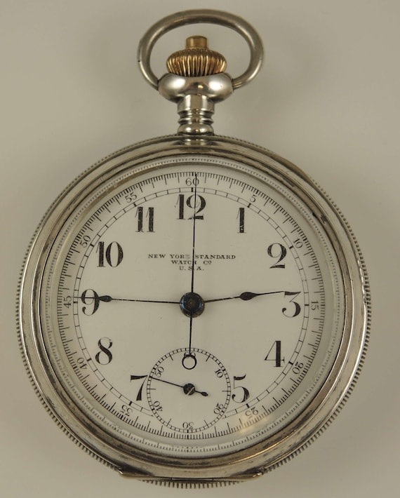 New York Standard Chronograph Pocket Watch 18 Size Gr… - Gem