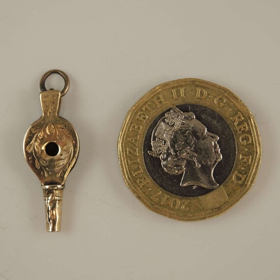 Victorian 15K gold BELLOWS pocket watch key c1880 - Gem