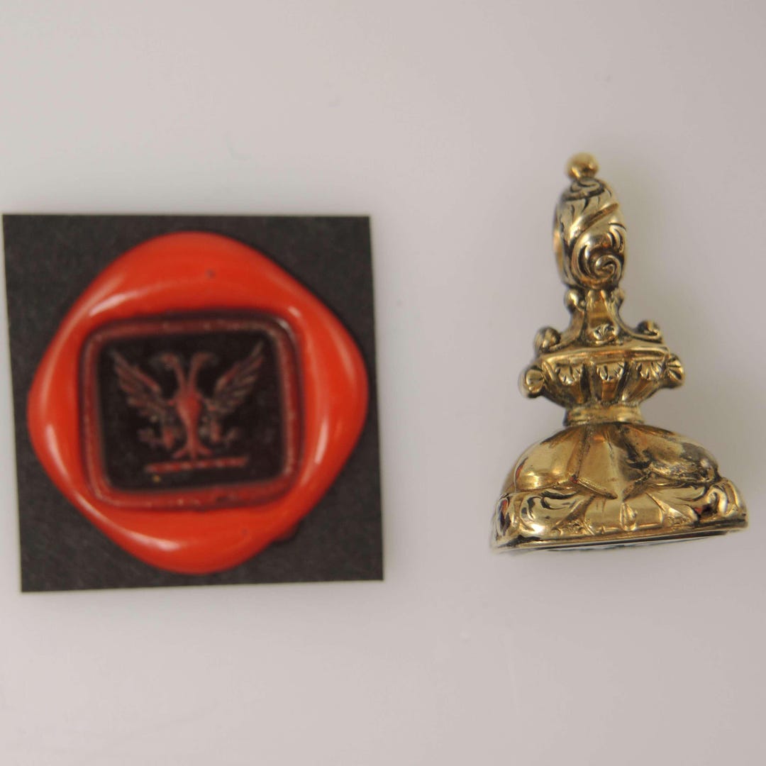 Georgian Gilt Seal Fob With a Hardstone Base and a Double Headed Eagle ...