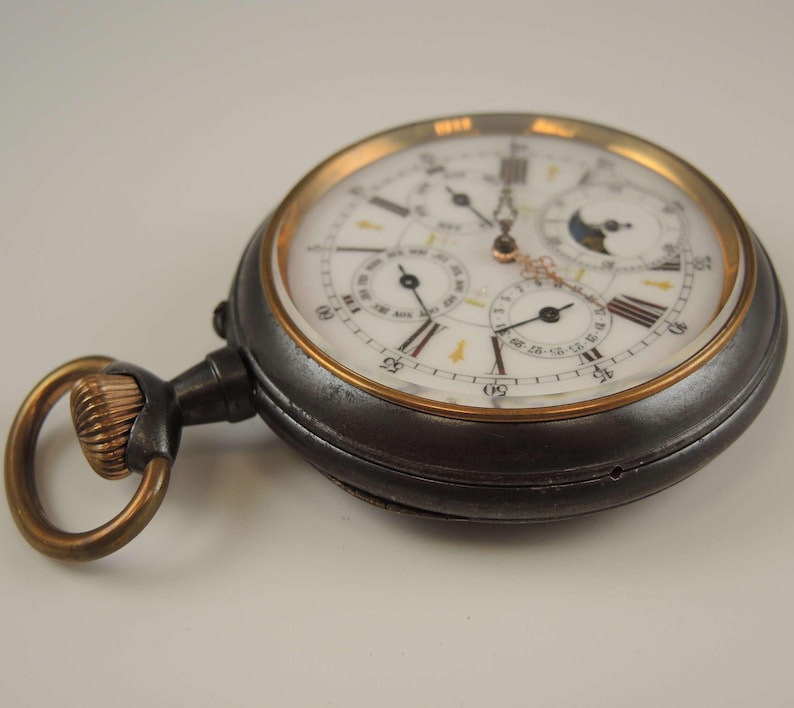 Giant Size Fancy Dial Moon Phase Calendar Pocket Watch C1890 - Etsy