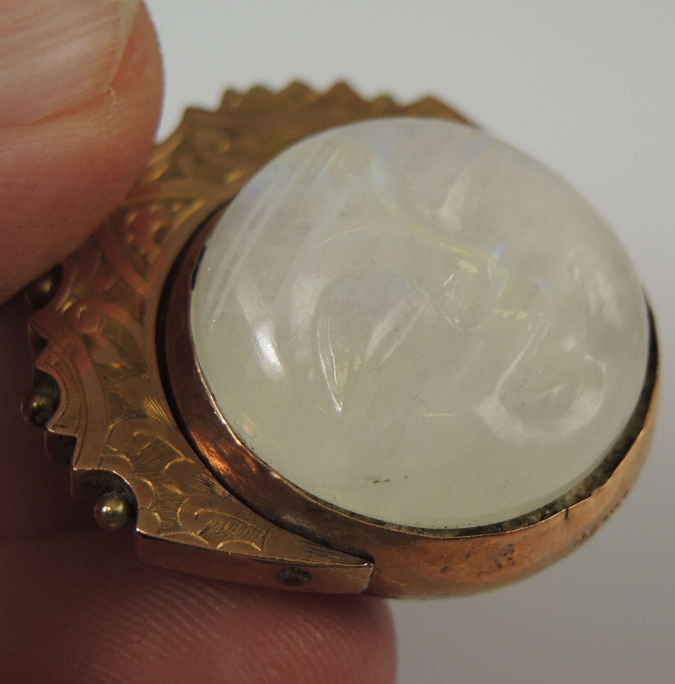 Victorian 9K Gold and Moonstone MAN in the MOON Fob C1901 - Etsy