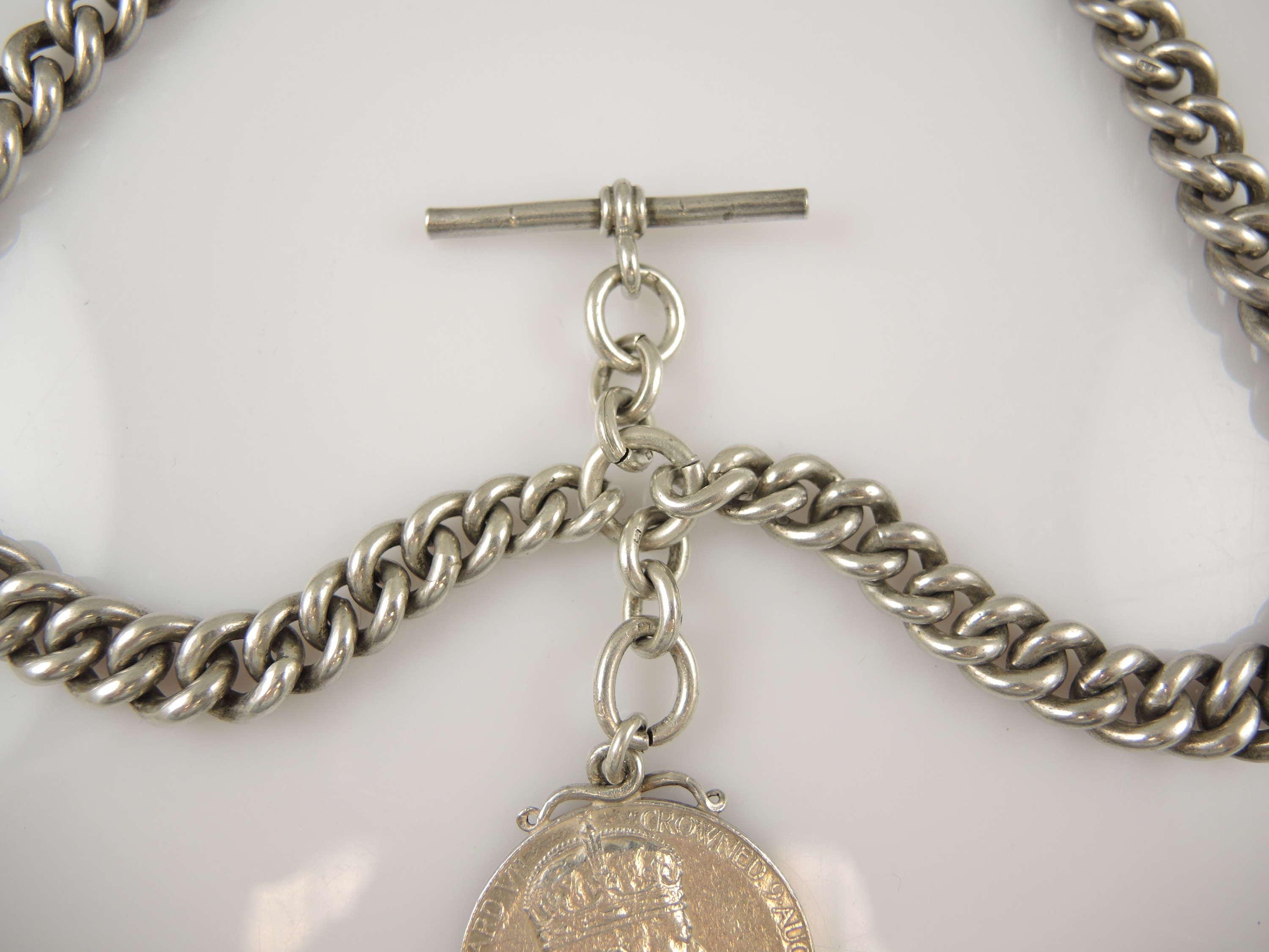 Massive English Silver Watch Chain With Coronation Fob. 113g C1916 - Etsy