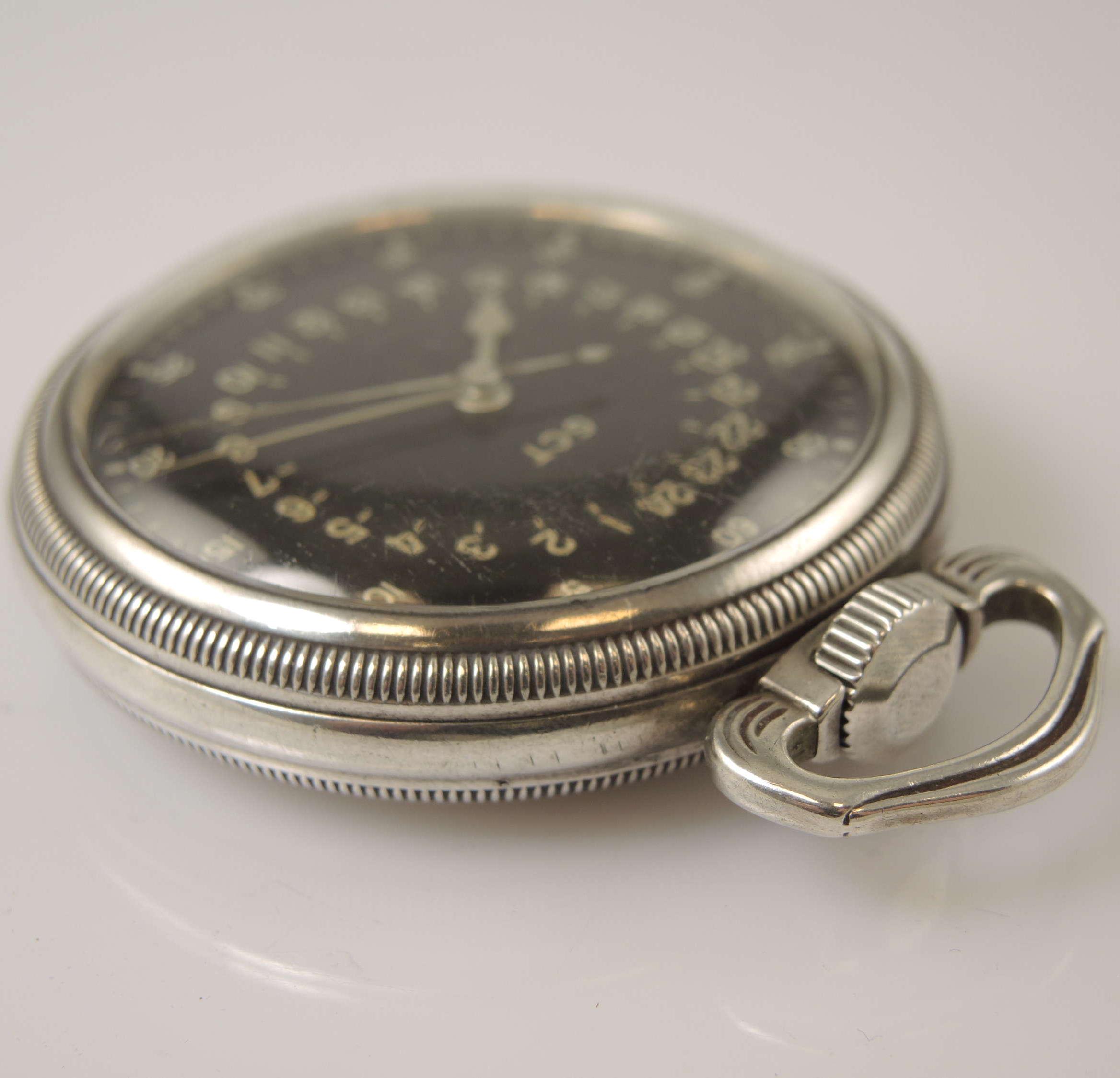 GCT 24 Hour Dial Navigator Pocket Watch by Longines. Silver Case. C1940 ...