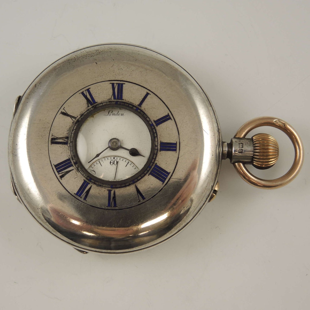 Silver JW Benson Keyless Ludgate Half Hunter Pocket Watch C1908 - Etsy UK