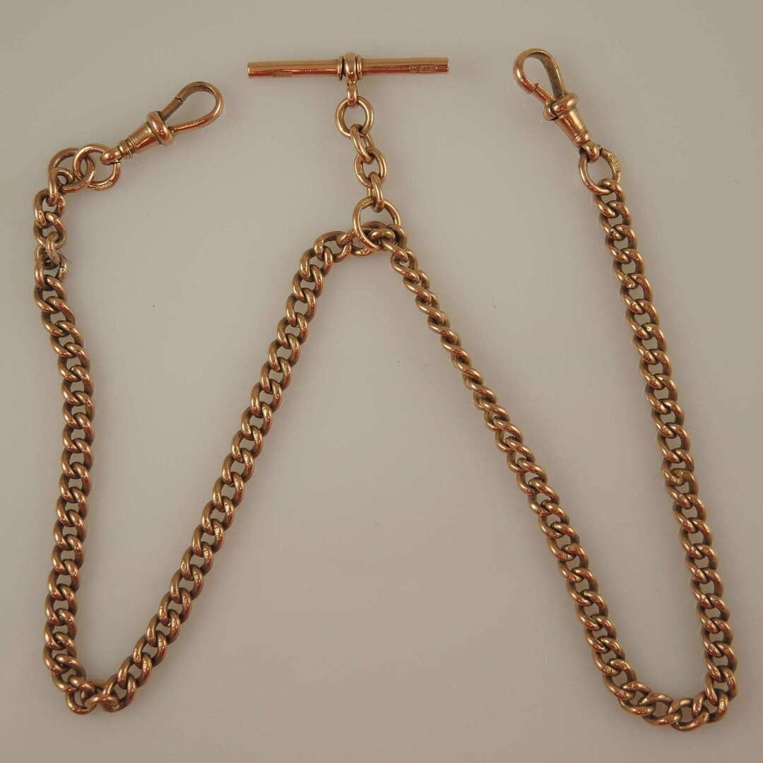 Solid 9K Gold Single and Double Pocket Watch Chain Chester 1911 - Etsy