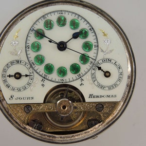 Silver Hebdomas 8 Day Pocket Watch W/ a Cartouche Calendar Dial C1910 ...