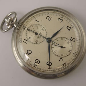 Genuine Heuer Chronograph Pocket Watch. Grade Valjoux 61 C1950 - Etsy