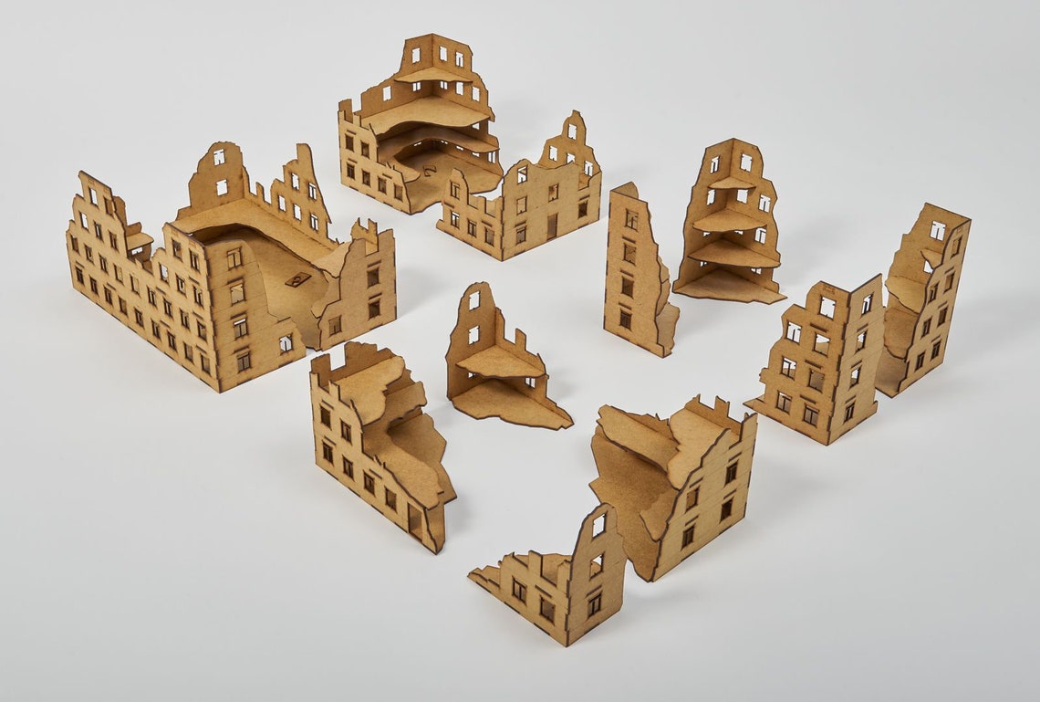MDF LARGE RUINS Set 28mm - Bolt Action W40K - Terrains4games Laser Cut ...