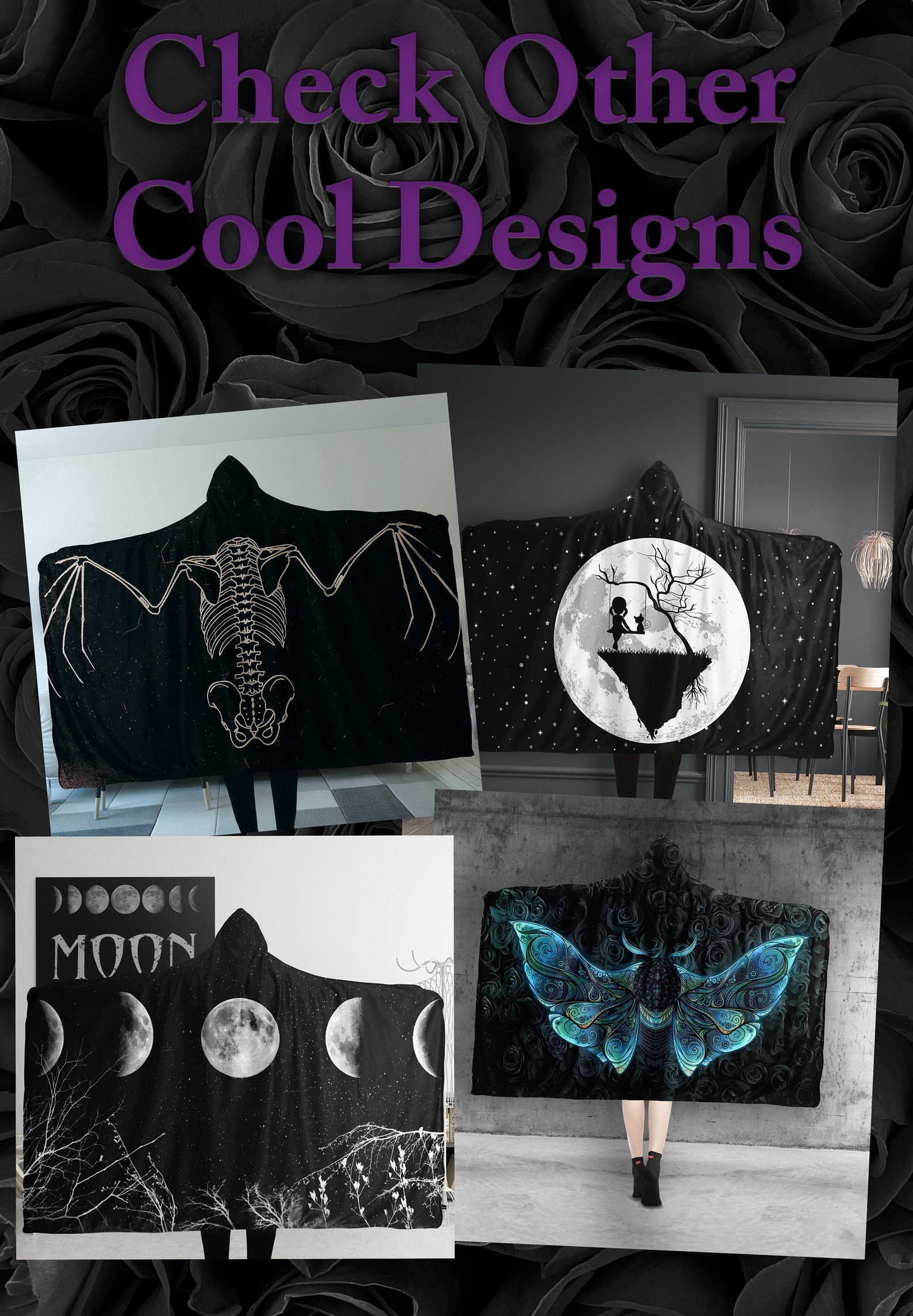 Gothic Clothing Bat Hooded Blanket Vampire Blanket Gothic - Etsy