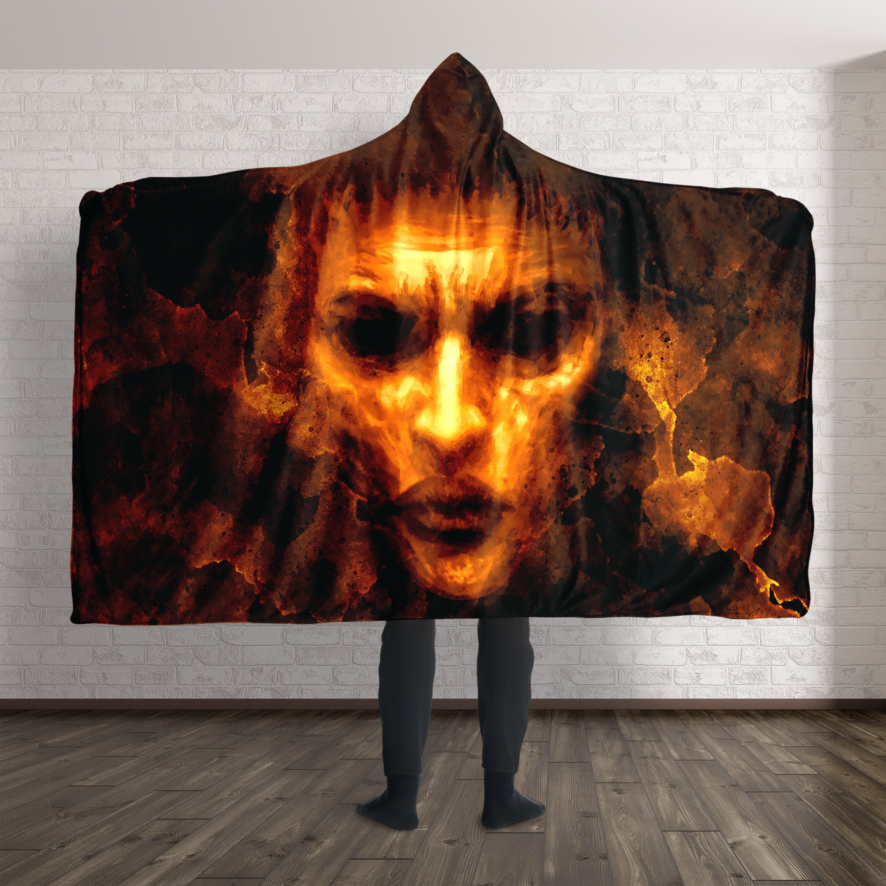 Demon From Hell Hooded Blanket - Demonic Face Trying To Escape Hell ...