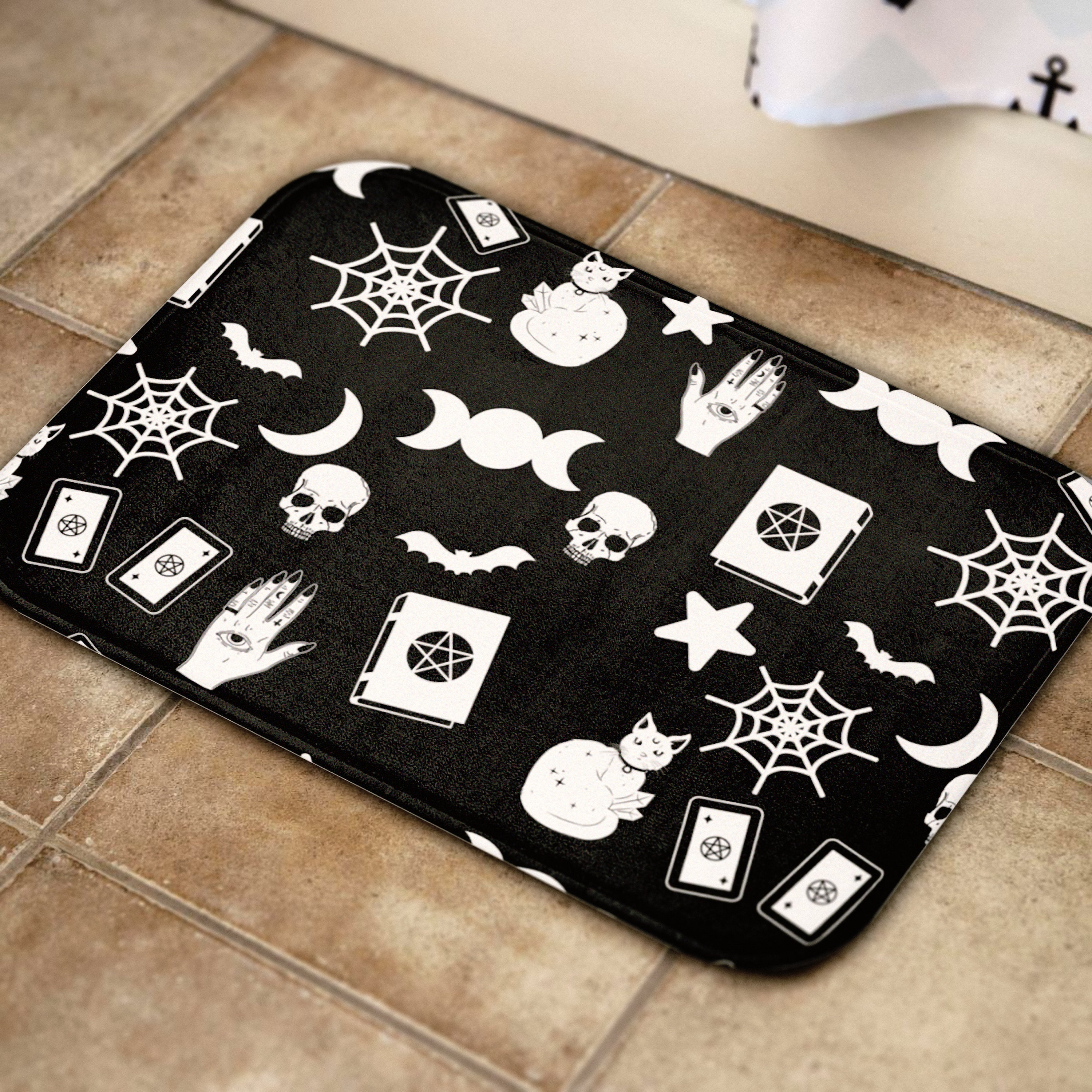 Gothic Bathroom Decor Goth Bath Mat With Witchcraft Symbols | Etsy