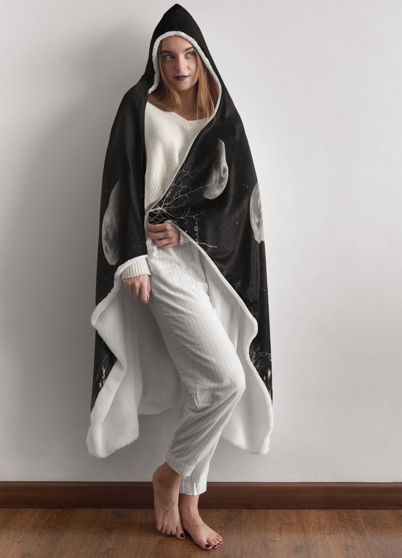 Moon Phase Hooded Blanket Moon Blanket Gothic Clothing - Etsy
