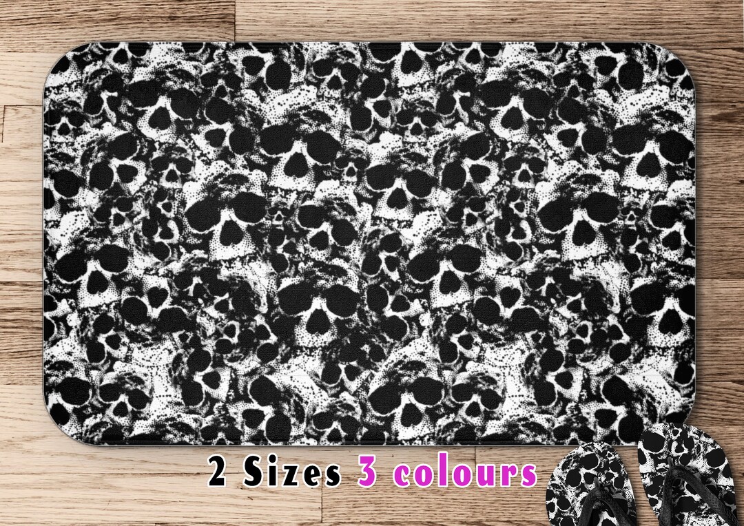 Skull Goth Bath Mat, Gothic Bathroom Decor, Punk Bath Rug - Etsy
