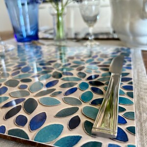 Placemats, Set of 4 Cork-backed Placemats, Medium Size Blue and White ...