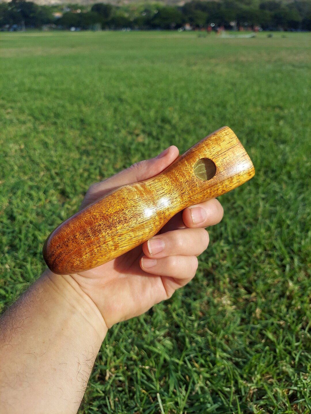 Curly Koa Pipe. Large Hand Pipe. Please See Video as the Wood Grain ...
