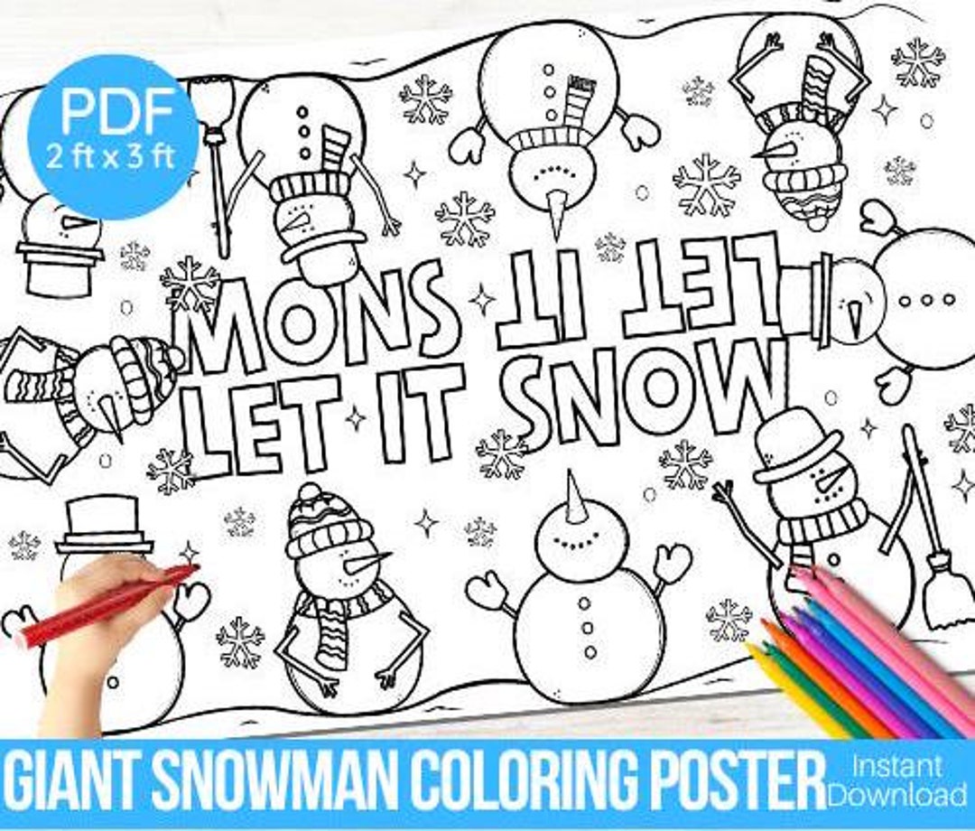 Giant Winter Snowmen Coloring Poster Birthday Party Coloring Page - Etsy