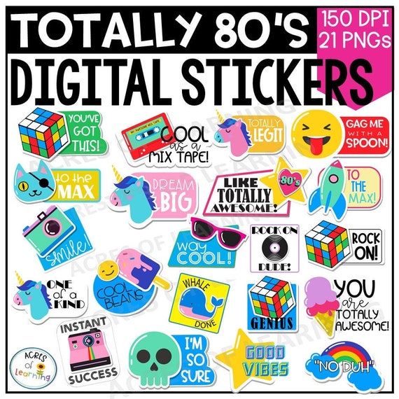 Retro 80s Digital Classroom Stickers - Etsy UK