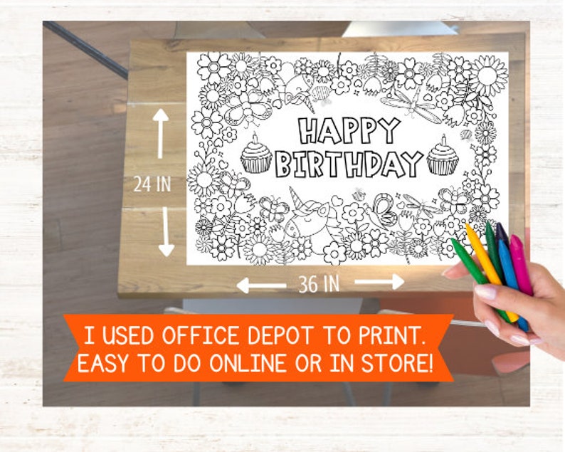 Giant Birthday Party Coloring Poster - Etsy