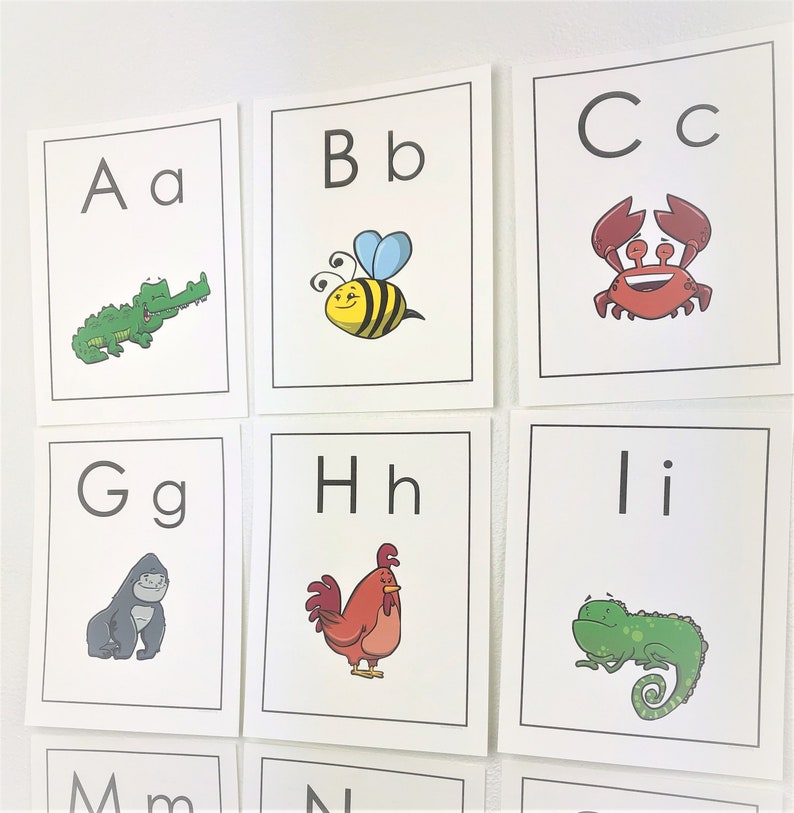 Animal Alphabet Wall Flashcards ABC Flashcards Nursery Wall Cards ...