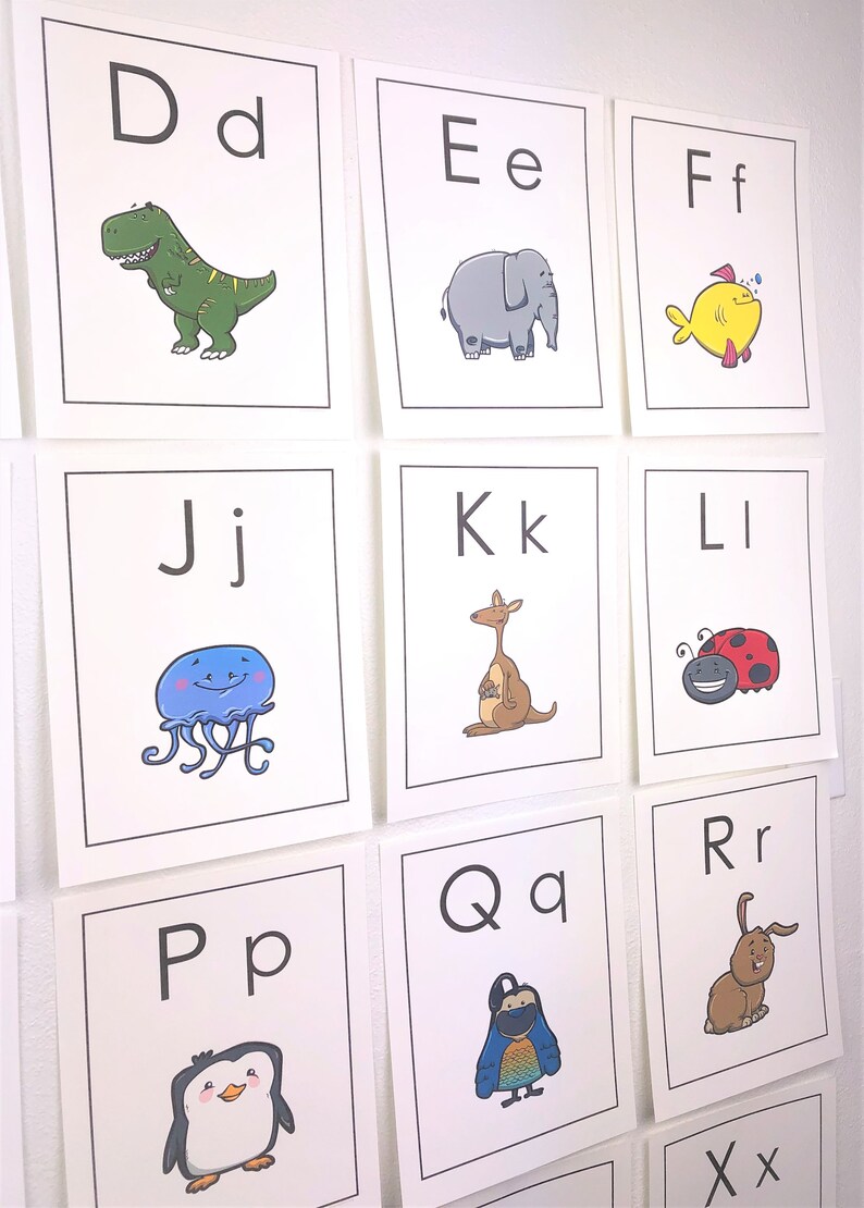 Animal Alphabet Wall Flashcards ABC Flashcards Nursery Wall Cards ...