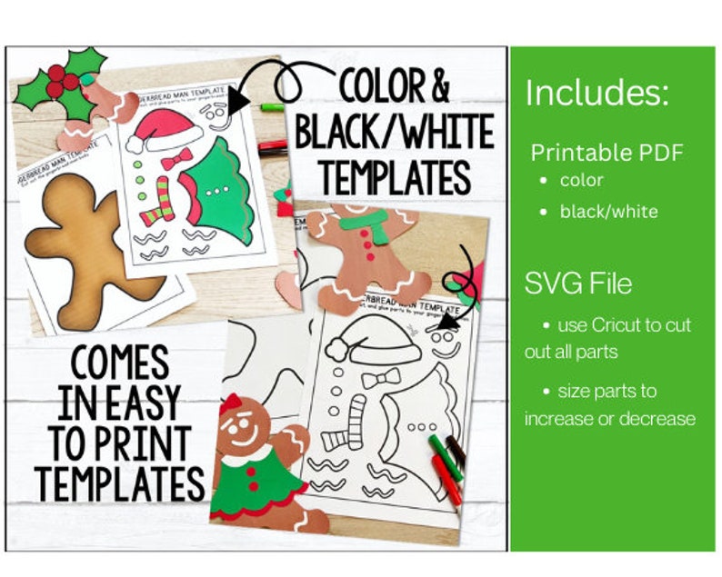 Gingerbread Man Craft for Kids Christmas Printable Template and SVG ...