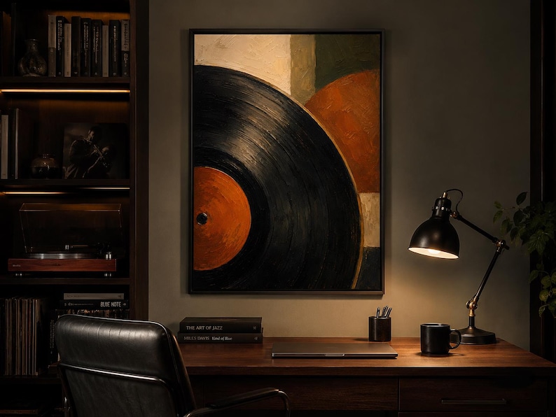 Abstract Vinyl Record Poster, Music Lover Wall Art, Retro Turntable ...