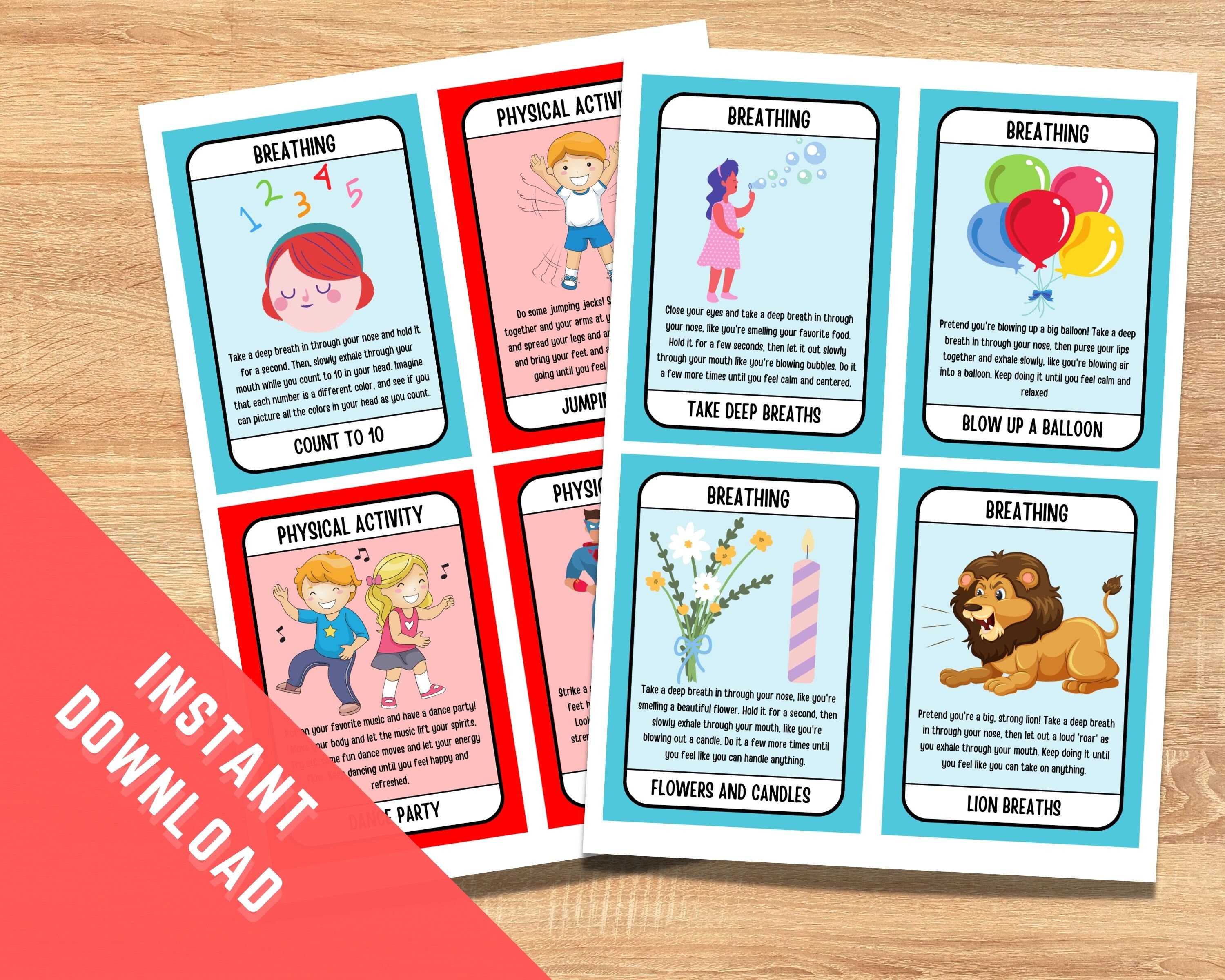 Printable Anxiety Coping Cards for Kids, Grounding Cards, Anxiety Cards ...