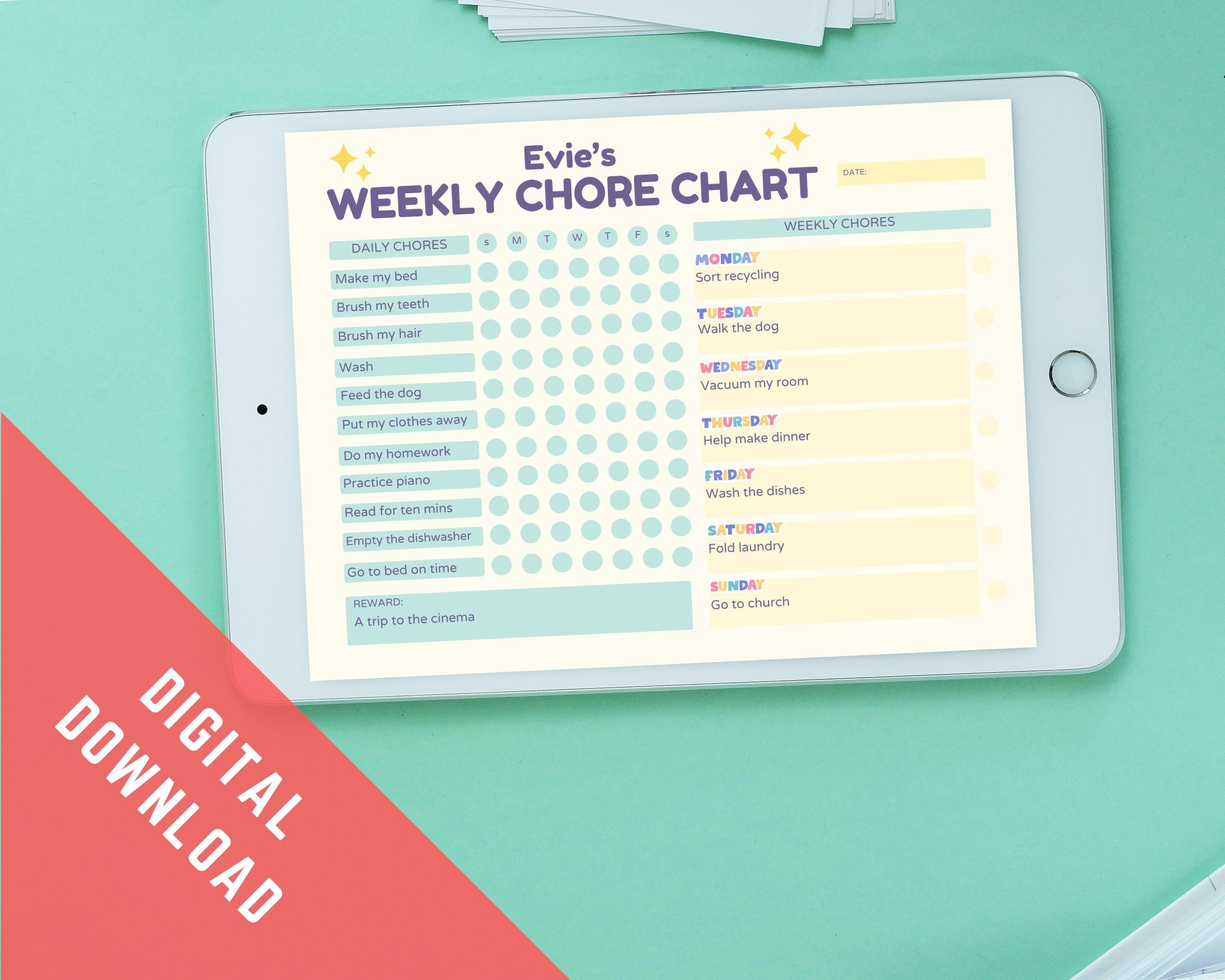 Kids Chore Chart Printable Editable Chore Chart for Kids Printable Kids ...