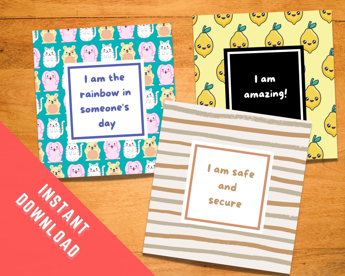 Set of 60 Fun Printable Kids Affirmation Cards |children's Positive ...