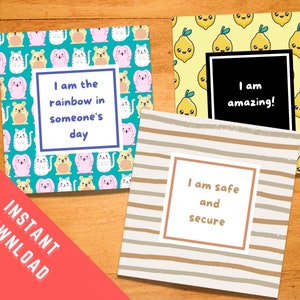 Set of 60 Fun Printable Kids Affirmation Cards |children's Positive ...