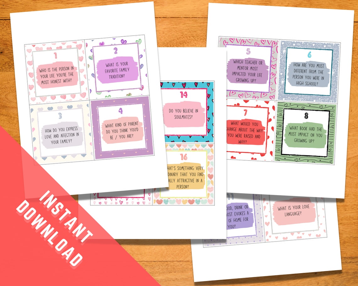 100 Printable Conversation Cards. Relationship Question Cards - Etsy
