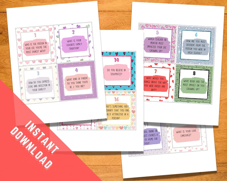 100 Printable Conversation Cards. Relationship Question Cards With ...