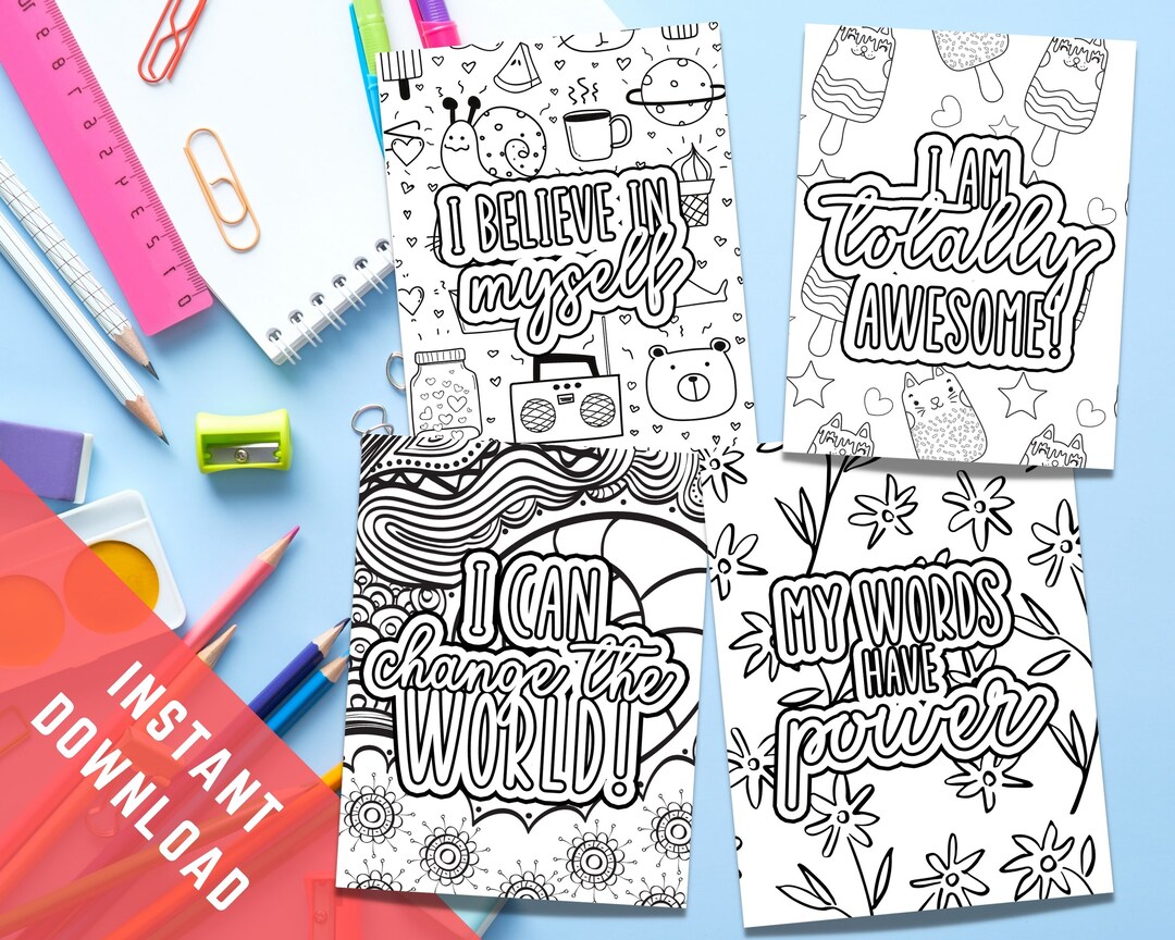 25 Printable Affirmation Coloring Pages for Kids! Print at Home Kids ...