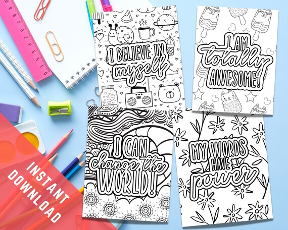 25 Printable Affirmation Coloring Pages for Kids Print at | Etsy