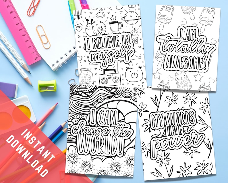 25 Printable Affirmation Coloring Pages for Kids! Print at Home Kids ...