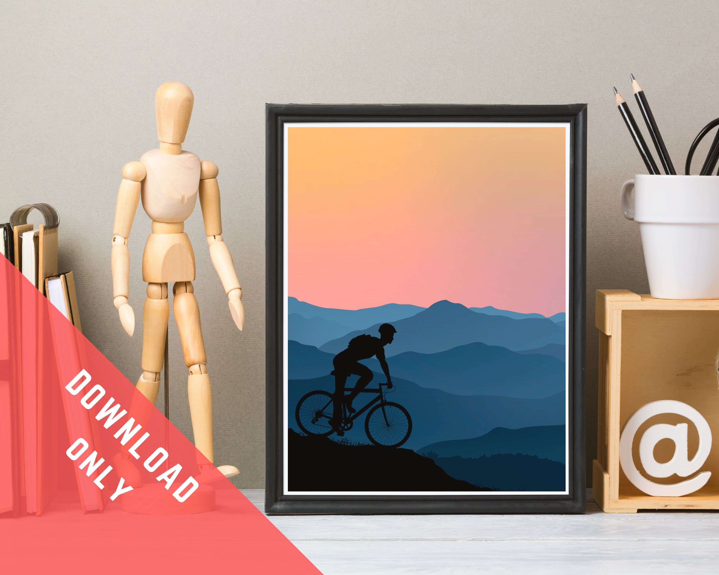 Instant Download Printable Mountain Bike Art Print. Abstract - Etsy