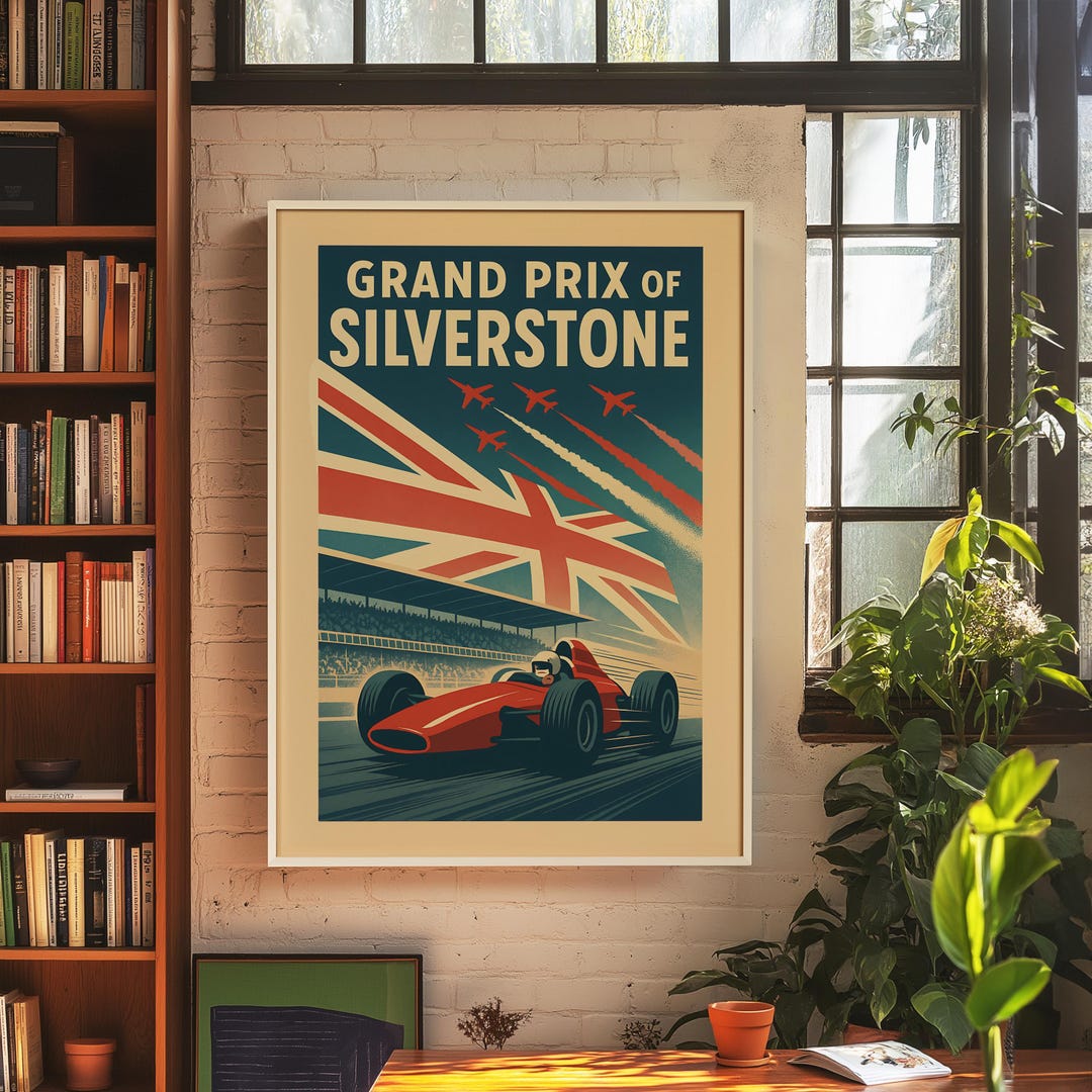 Silverstone Grand Prix Poster: Retro F1 Racing Art Print - Etsy