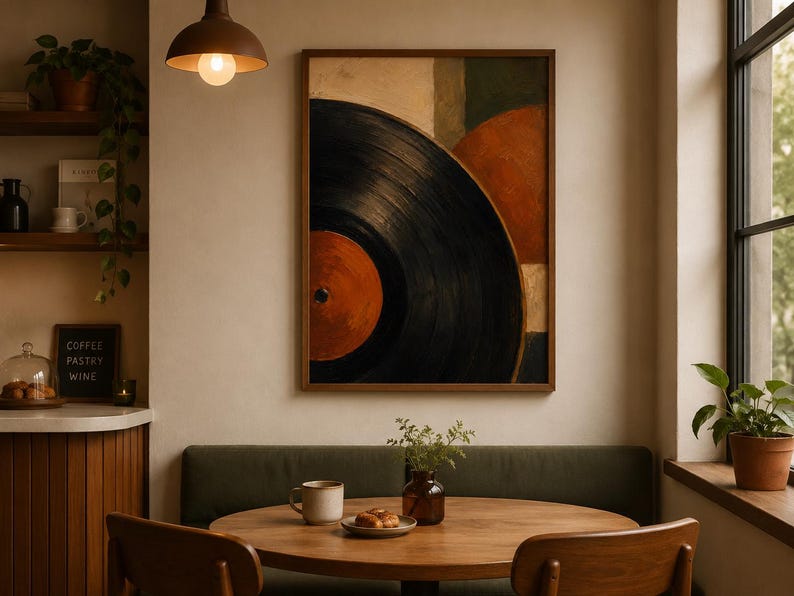 Abstract Vinyl Record Poster, Music Lover Wall Art, Retro Turntable ...