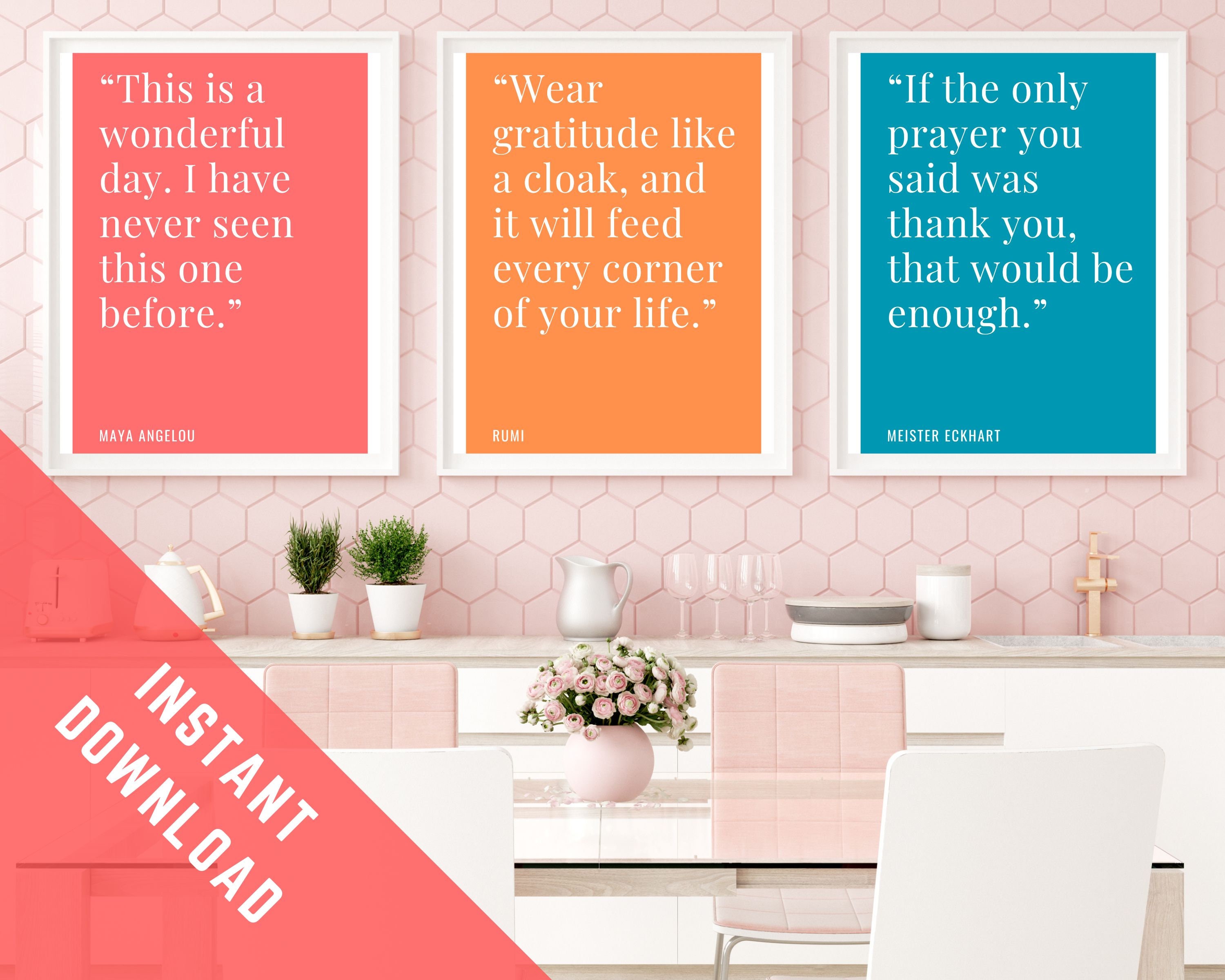 Printable Gratitude Quotes Printable Wall Art Set of 3, Gratitude ...