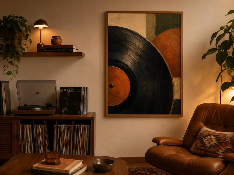 Abstract Vinyl Record Poster, Music Lover Wall Art, Retro Turntable ...
