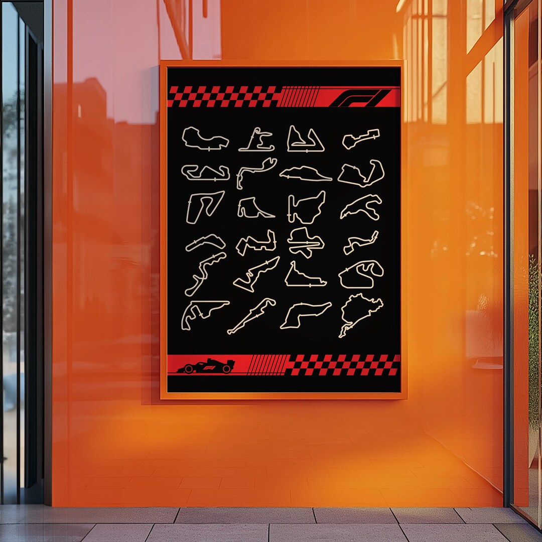 Poster con layout di pista di Formula 1, moderna arte murale di F1 ...