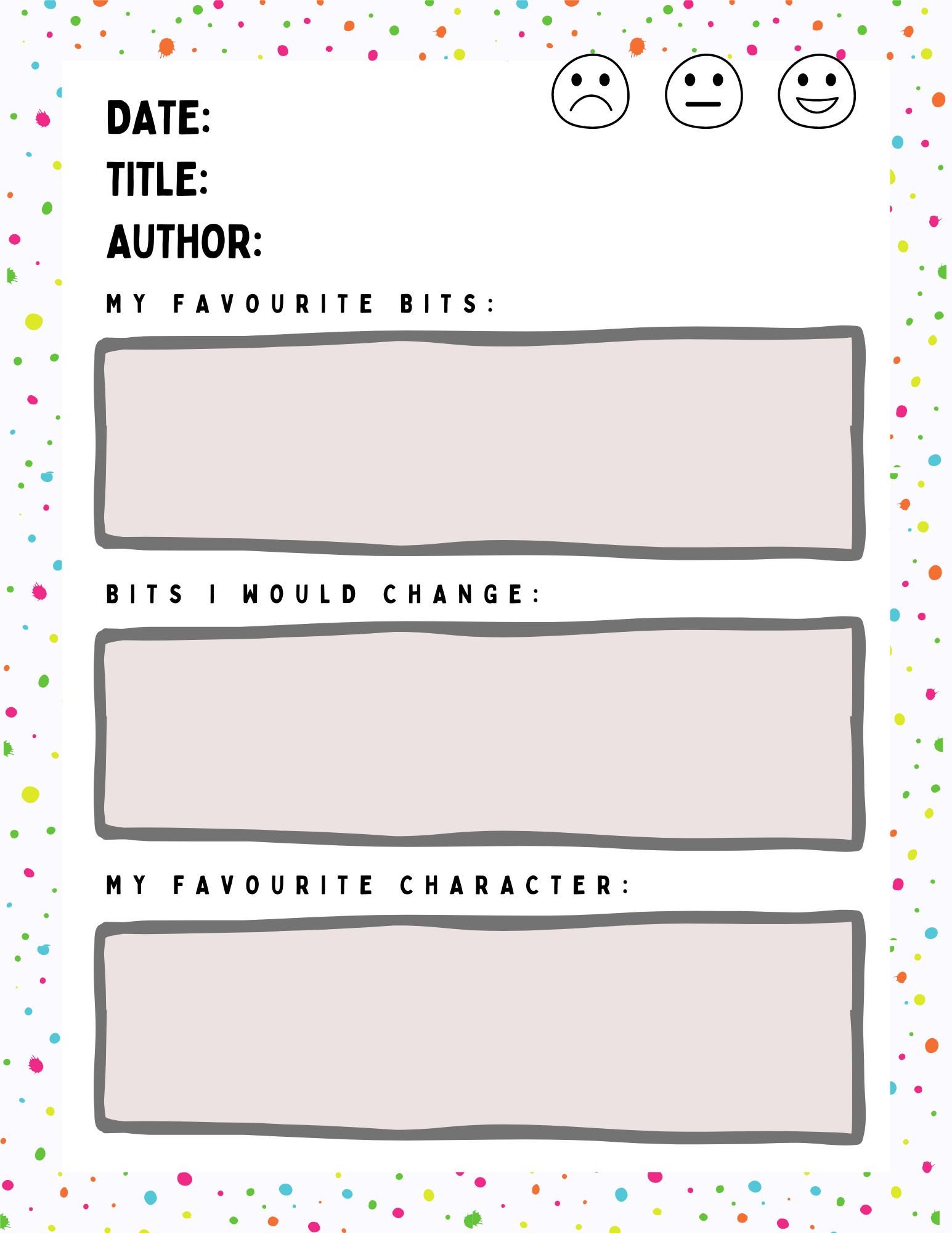 Kids Printable Reading Journal Book Reviews Reading Tracker Digital ...