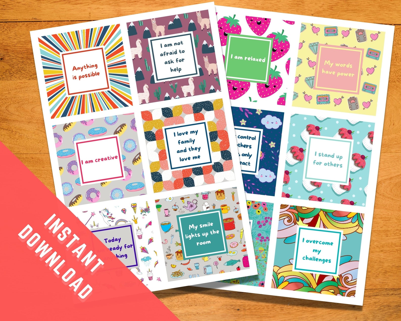 Set of 60 Fun Printable Kids Affirmation Cards |children's Positive ...