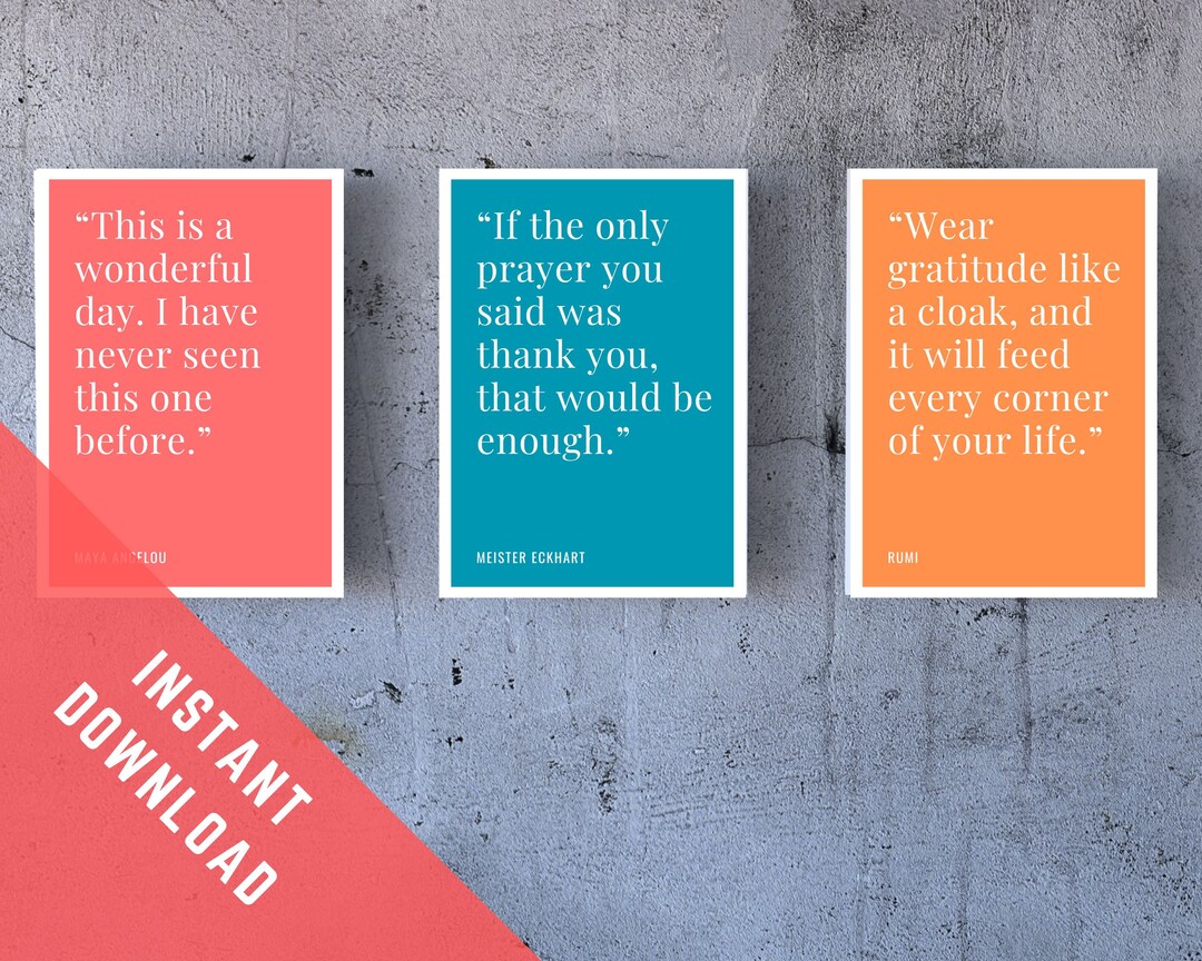 Printable Gratitude Quotes Printable Wall Art Set of 3, Gratitude ...