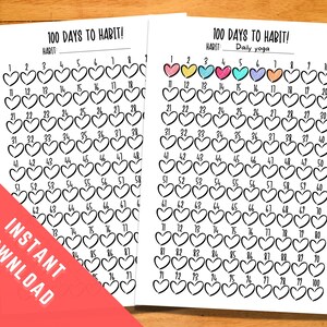 100 Days to Habit Printable, Cute and Fun Habit Tracker, 100 Days to ...