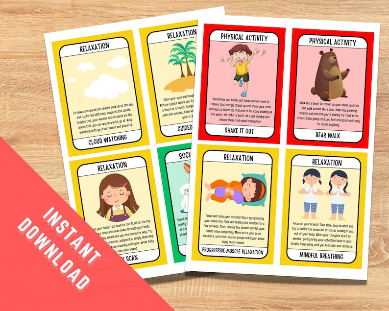 Printable Anxiety Coping Cards for Kids, Grounding Cards, Anxiety Cards ...