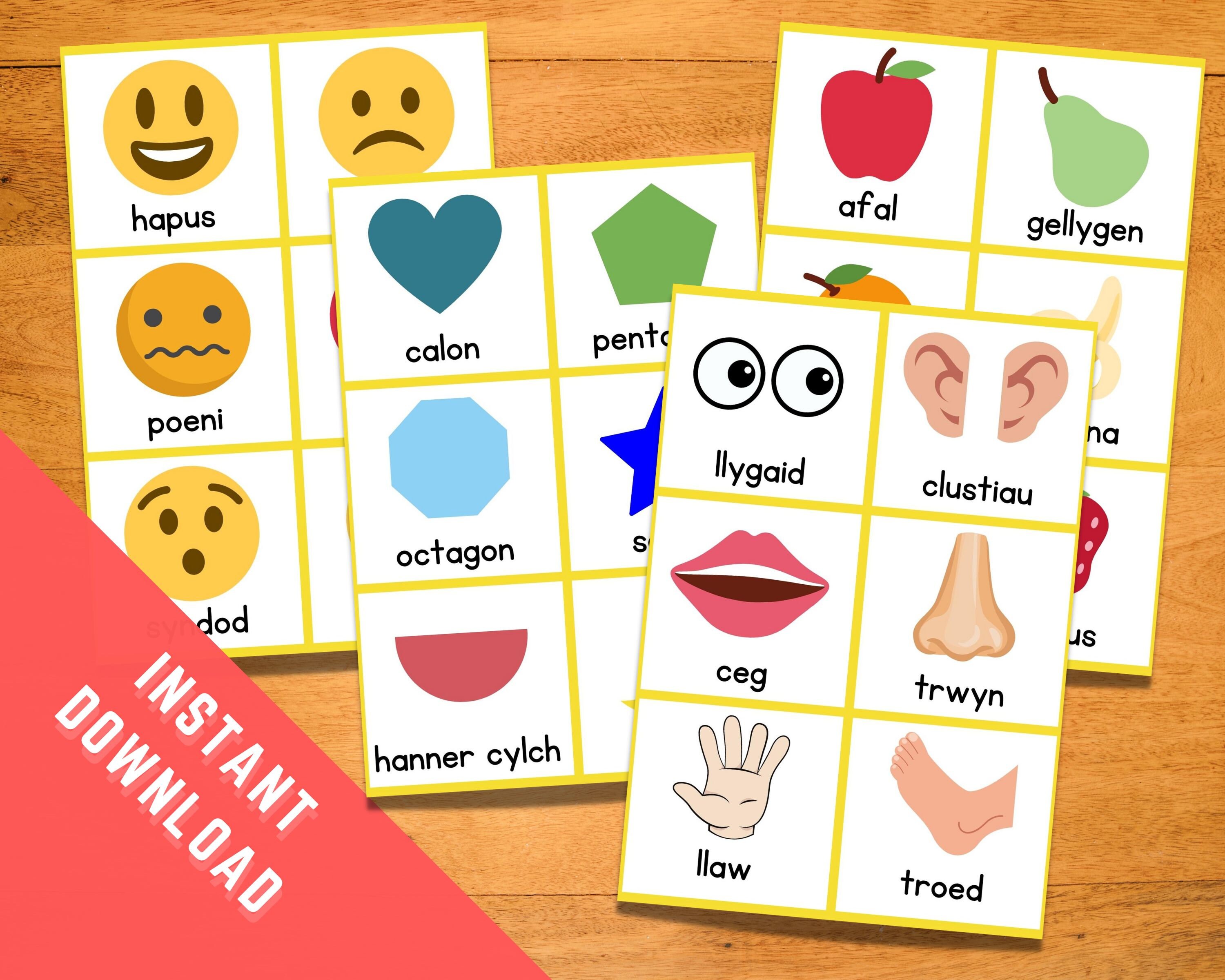 English and Welsh Flashcards. 120 Printable Flash Cards Welsh - Etsy