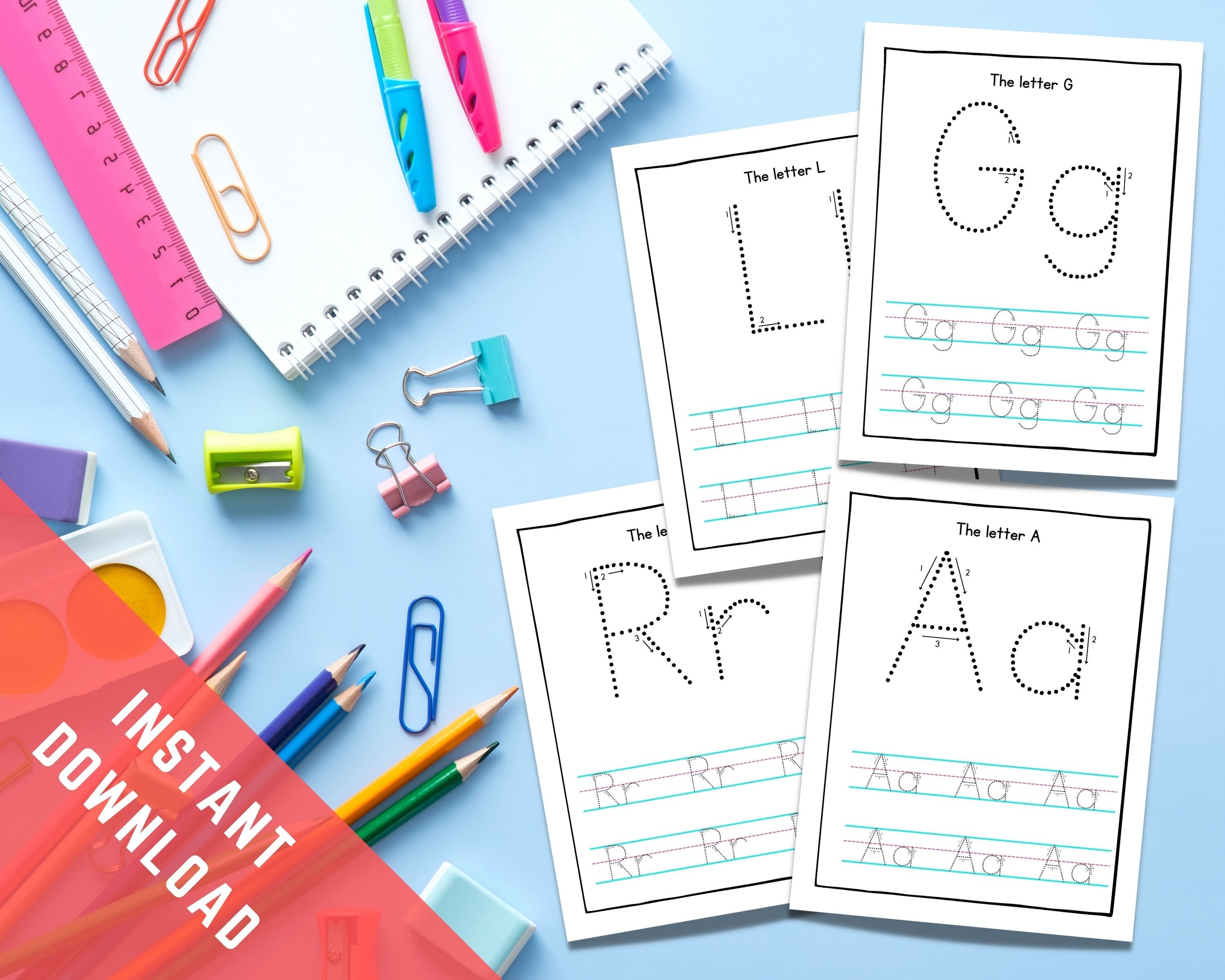 BUNDLE Letter Tracing and Alphabet Printable Worksheets. - Etsy