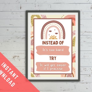 Growth Mindset Poster Set of Six. Growth Mindset Printable - Etsy